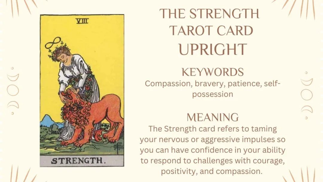 The Strength Tarot Card Meanings in the Upright & Reversed Positions